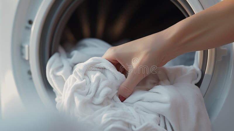 Washing Machine with Clothes Inside, Closeup. Laundry Concept Stock ...