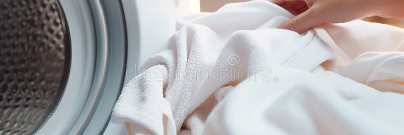 Washing Machine with Clothes Inside, Closeup. Laundry Concept Stock ...