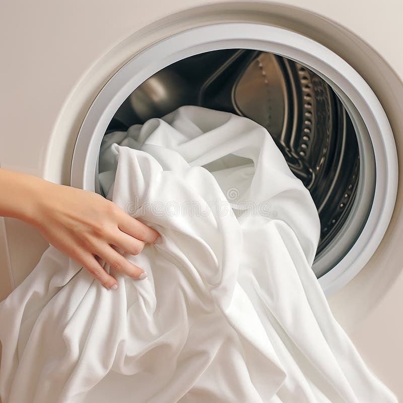 Washing Machine with Clothes Inside, Closeup. Laundry Concept Stock ...