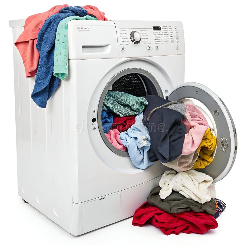 Washing Machine with Clothes Stock Illustration - Illustration of ...