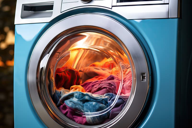 Washing Machine with Color Clothes Stock Photo - Image of single ...