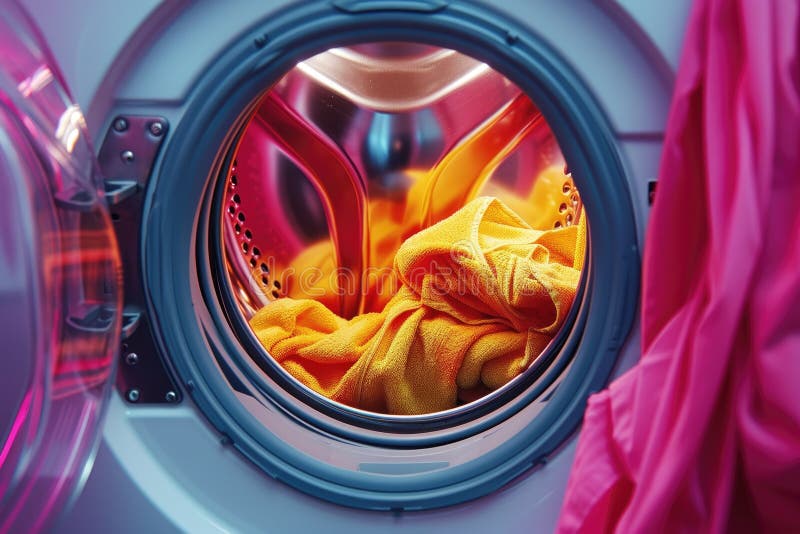 Washing Machine with Color Clothes Inside Stock Illustration ...