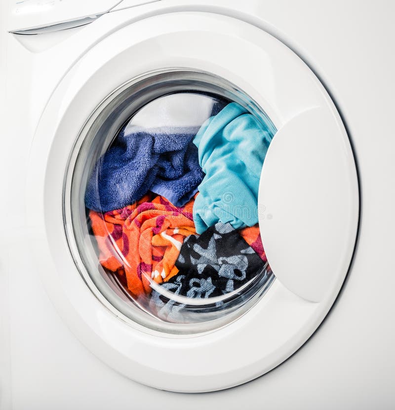 Washing Machine with Color Clothes Stock Image - Image of clean ...