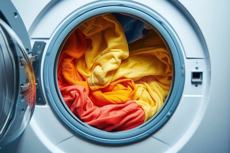 Washing Machine with Color Clothes Inside Stock Illustration ...