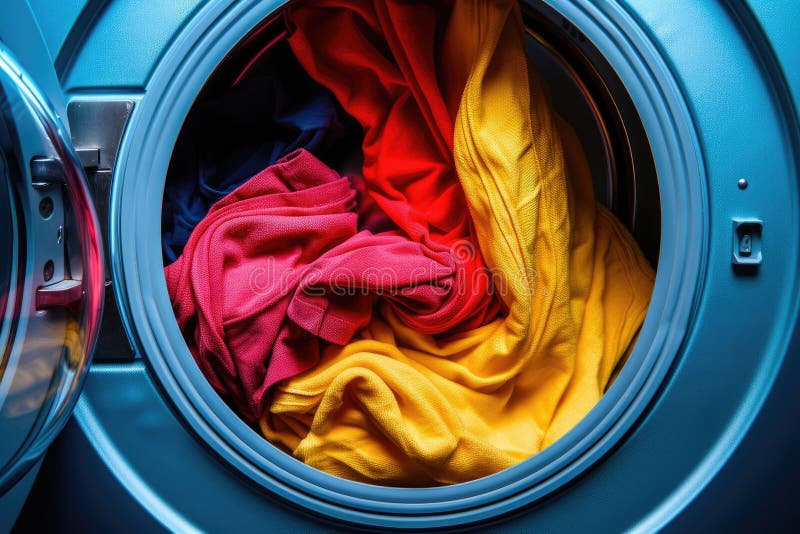 Washing Machine with Color Clothes Inside Stock Illustration ...