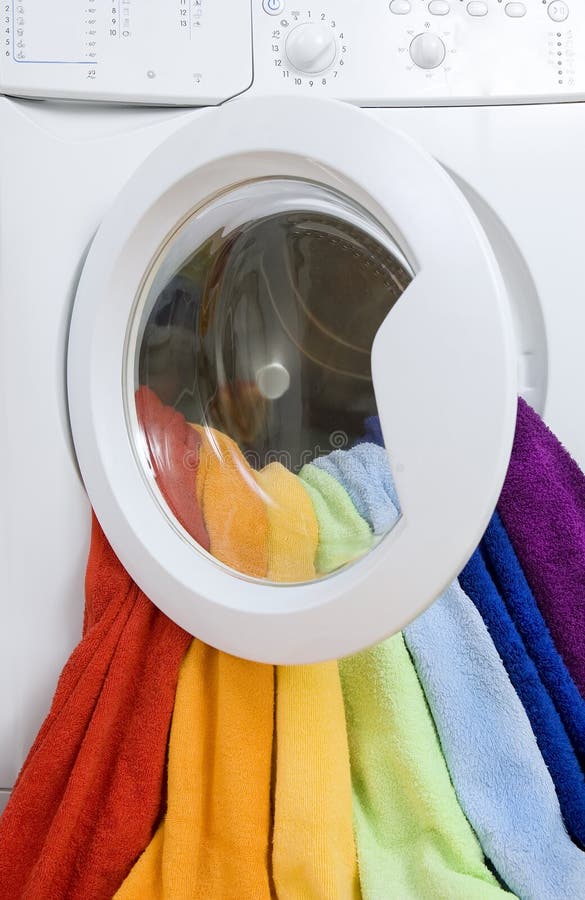 Washing Machine and Colorful Laundry To Wash Stock Photo - Image of ...