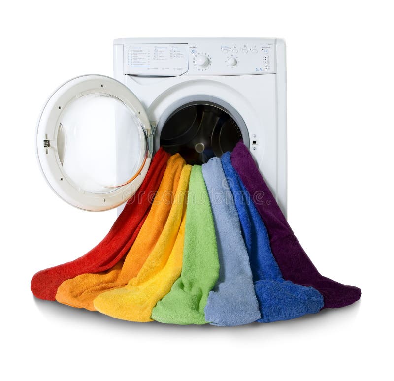 Washing Machine and Colorful Things To Wash Stock Image - Image of ...