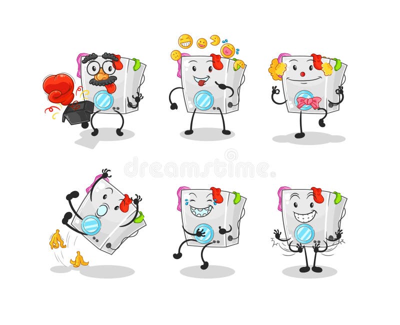 Washing Machine Comedy Set Character. Cartoon Mascot Vector Stock ...