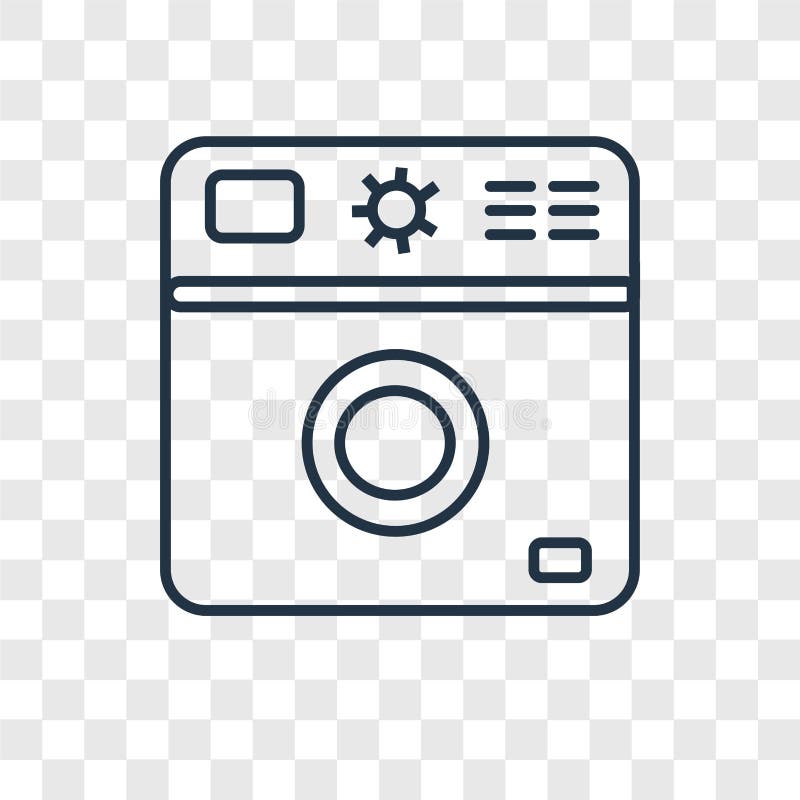 Washing Machine Concept Vector Linear Icon Isolated on Transparent ...