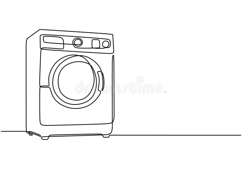 Washing Machine in Continuous Line Drawing. Home Laundry Appliance ...