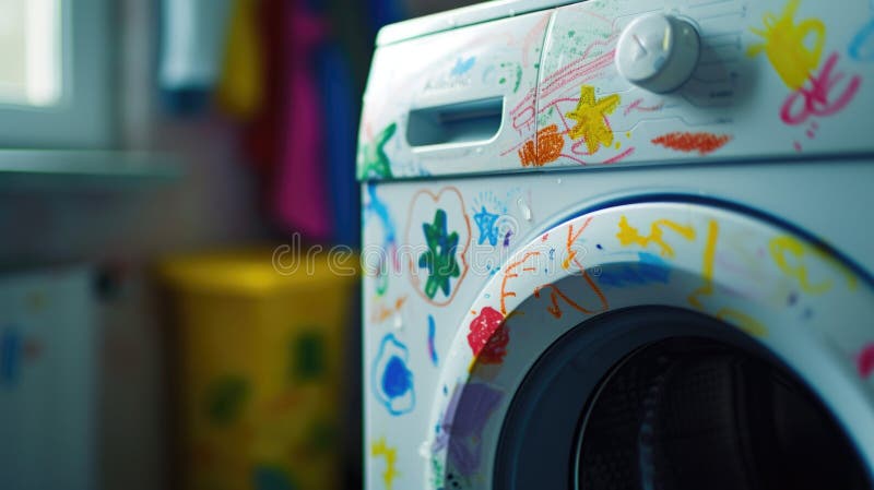 A Washing Machine Covered in Colorful Paint. Perfect for Creative ...