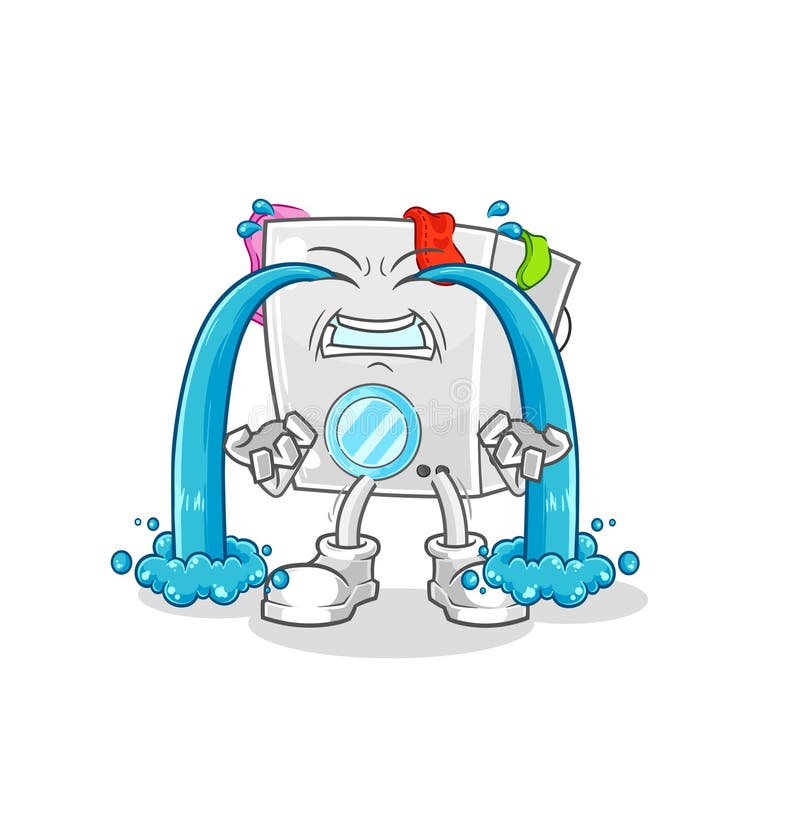 Washing Machine Crying Illustration. Character Vector Stock Vector ...