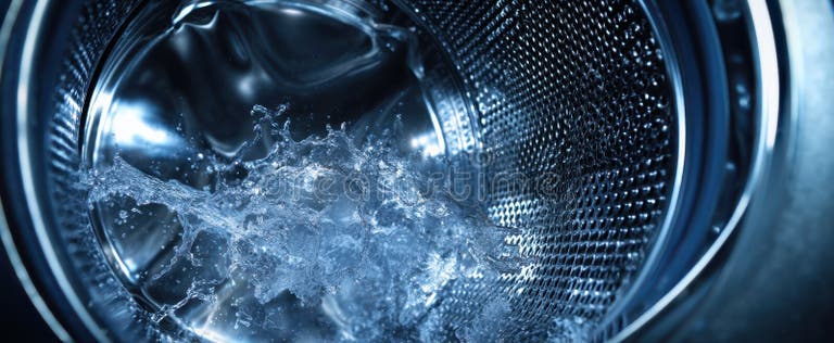 The Washing Machine Displaying a Dynamic Water Splash in Its Interior ...