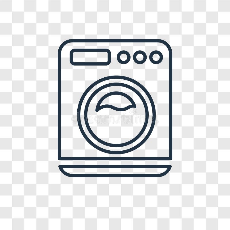 Washing Machine Concept Vector Linear Icon Isolated on Transparent ...