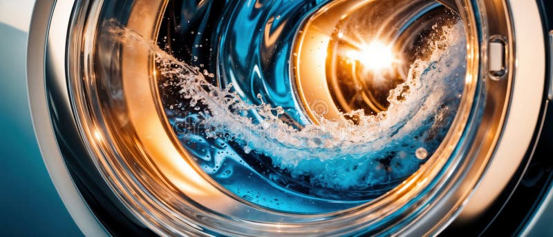 Washing Machine Drum Rotating with Clothes Being Washed Inside Stock ...