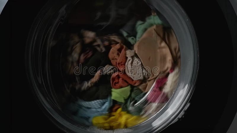 Washing Machine Drum Rotating with Clothes Inside Stock Footage - Video ...