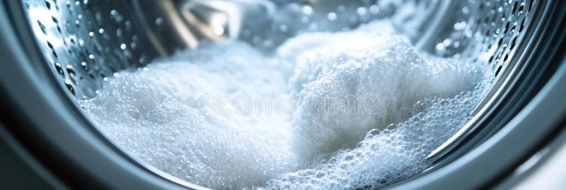 A Washing Machine Drum Showcases a Collection of White Towels Soaking ...