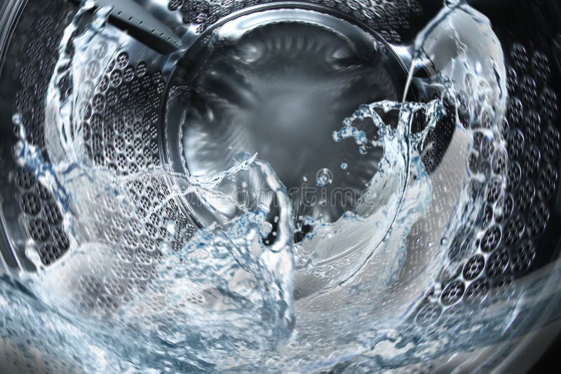 Washing Machine Drum with Water, Closeup View Stock Photo - Image of ...