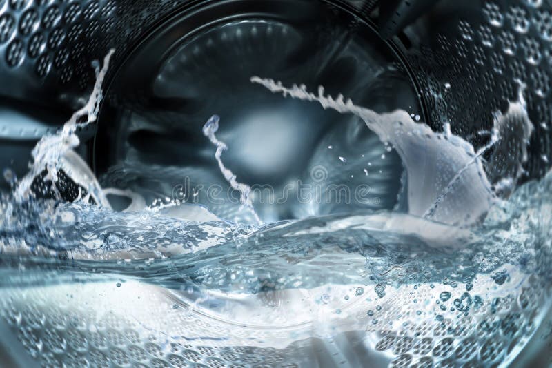 Washing Machine Drum with Water, Closeup View Stock Image - Image of ...