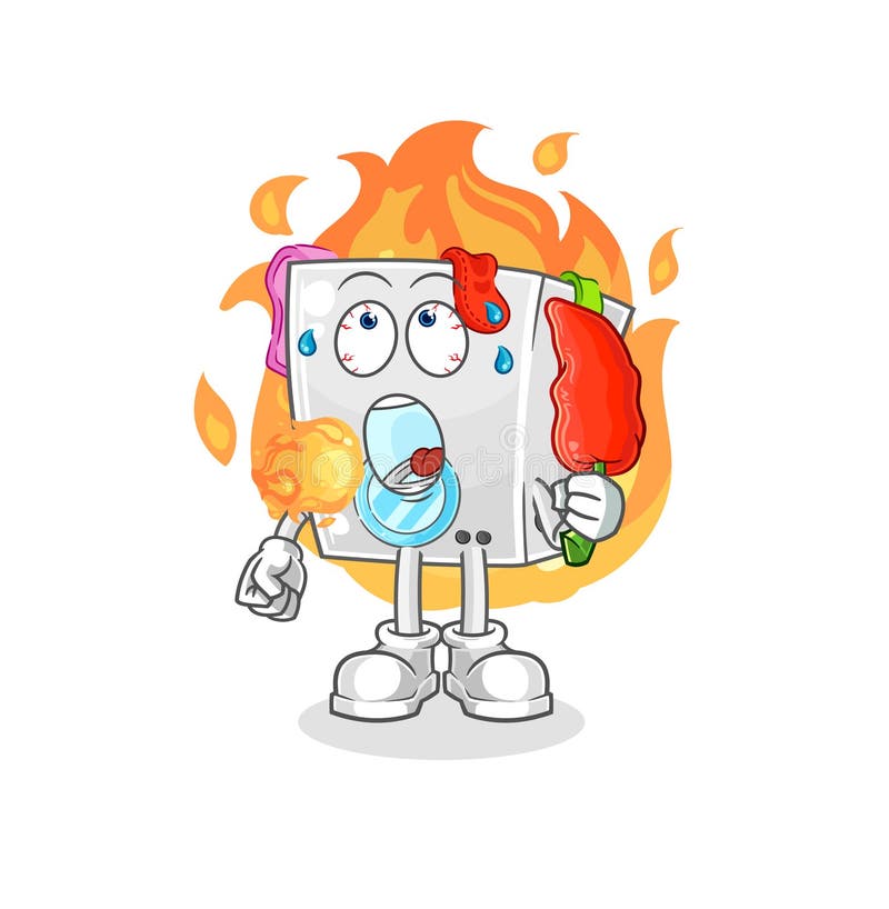 Washing Machine Eat Hot Chilie Mascot. Cartoon Vector Stock Vector ...