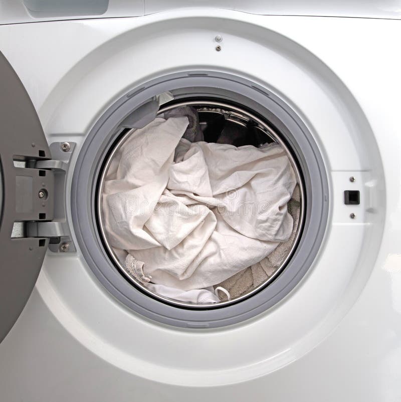 Washing Machine Filled with White Laundry Stock Image - Image of ...
