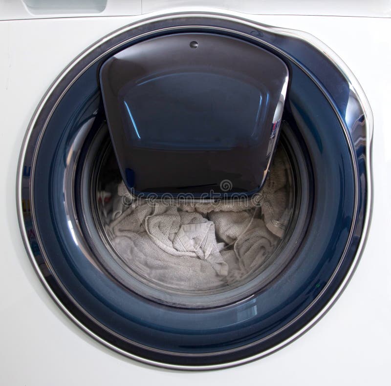 Washing Machine Filled with White Laundry Stock Image - Image of ...