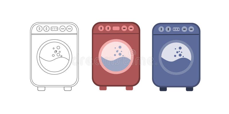 Washing Machine Flat Design on with Three Design Stock Vector ...