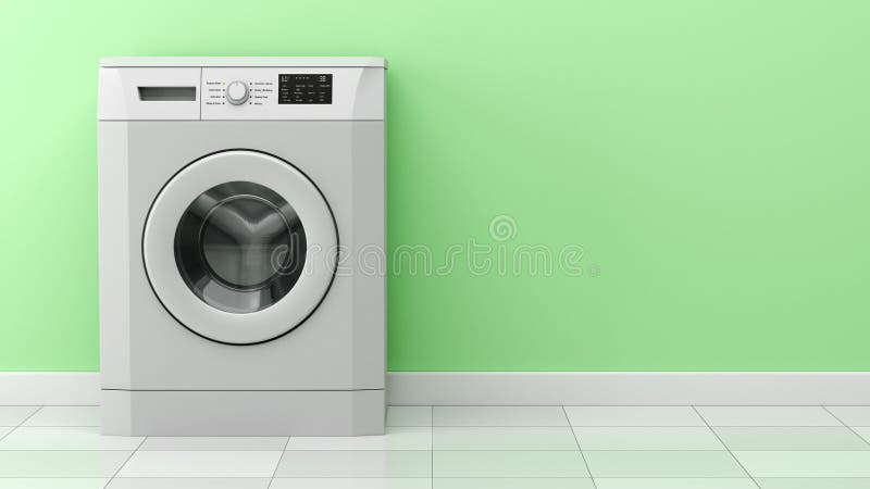 Washing Machine in Front of Green Wall Stock Illustration ...