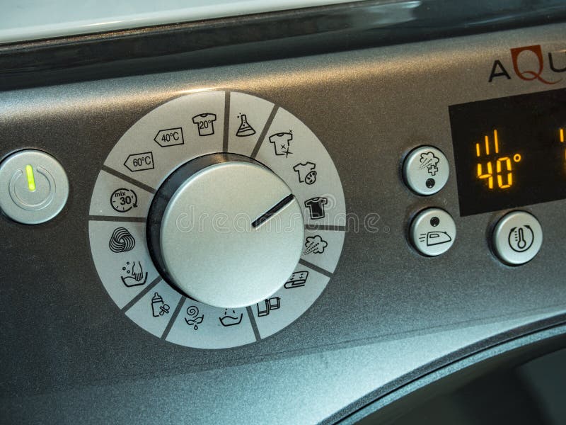 Washing Machine Front Panel, Power Button Stock Image - Image of color ...