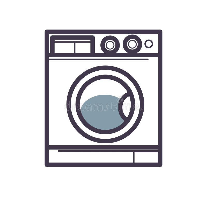 Washing Machine Front View Close-up Isolated on White Stock Vector ...