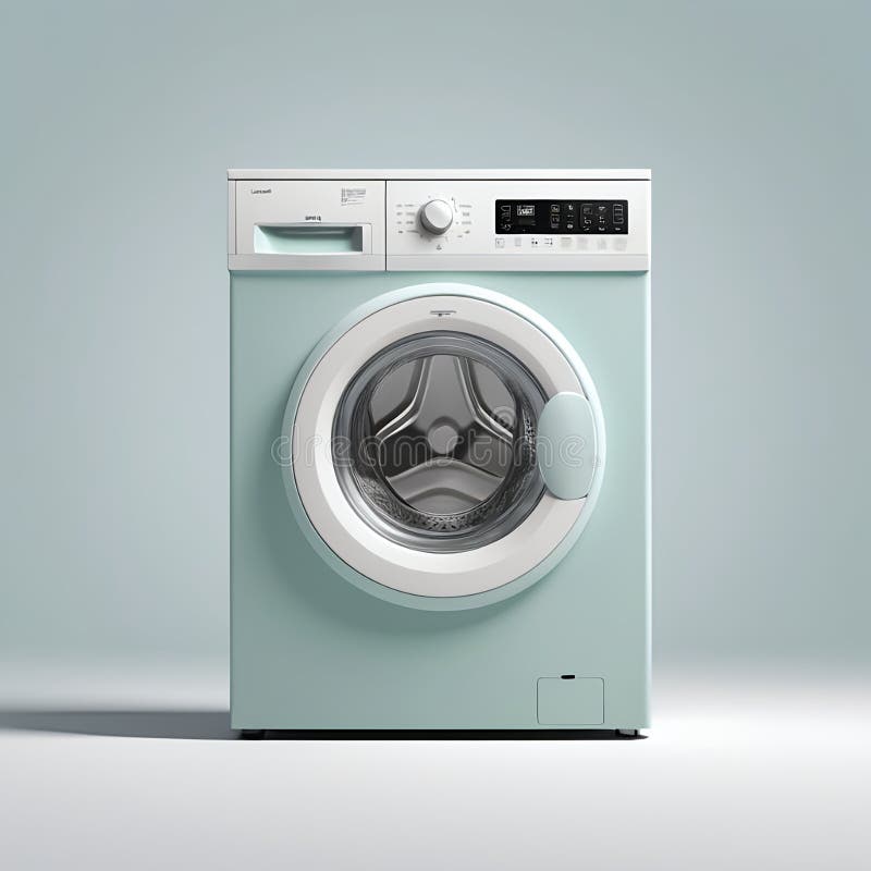 Washing Machine Front View on Light Blue Background Stock Illustration ...
