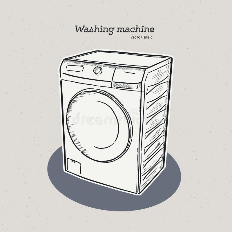 Washing Machine, Hand Draw Sketch Vector Stock Vector - Illustration of ...
