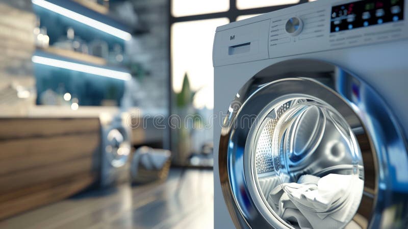 Washing Machine in the House. Washing Concept Stock Image - Image of ...