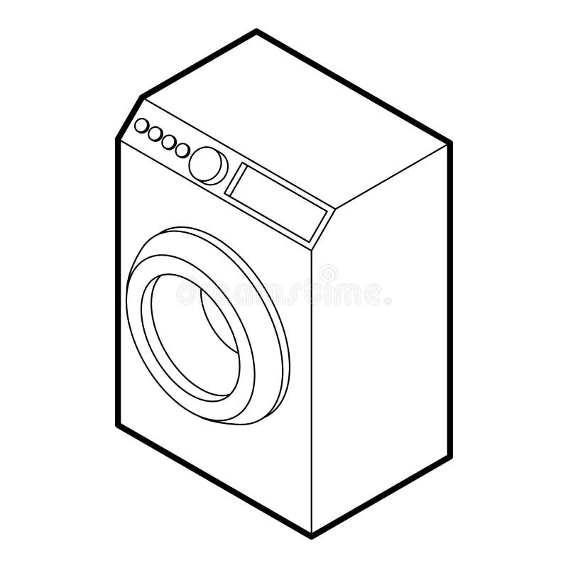 Washing Machine Icon, Outline Style Stock Vector - Illustration of ...