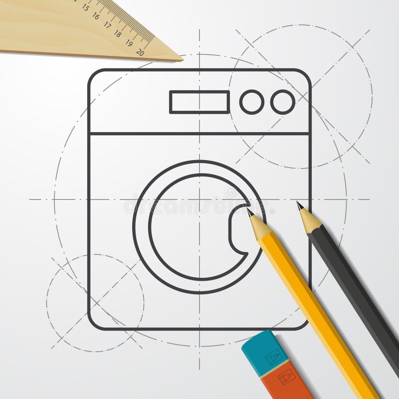 Washing Machine Illustration. Laundry Flat Vector Icon Stock ...
