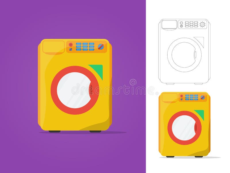 Washing Machine Isolated. Front View, Close-up Stock Vector ...
