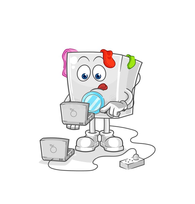 Washing Machine with Laptop Mascot. Cartoon Vector Stock Vector ...