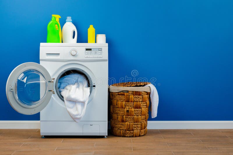 Washing Machine with Colorful Clothes Stock Image - Image of container ...