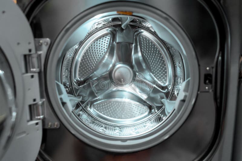 Washing Machine Laundry Home Appliance Closeup of Inside Drum Stock ...