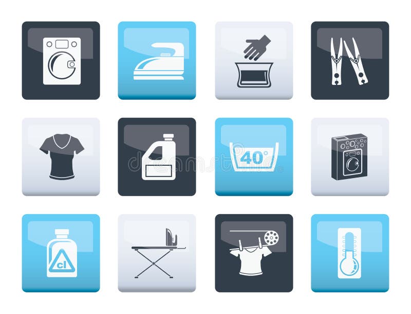 Washing Machine and Laundry Icons Over Color Background Stock Vector ...