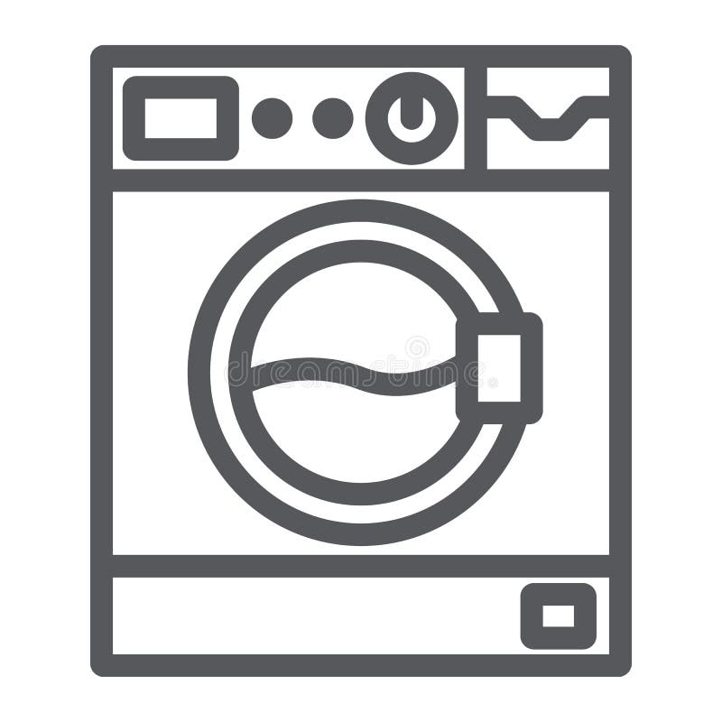 Washing Machine Thin Line Icon, Appliance and Wash, Laundry Sign ...