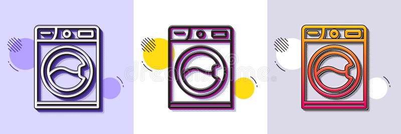 Washing Machine Line Icon. Cleaning Service. Halftone Dotted Pattern ...