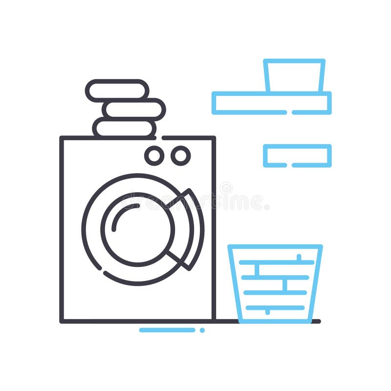 Washing Machine Line Icon, Outline Symbol, Vector Illustration, Concept ...