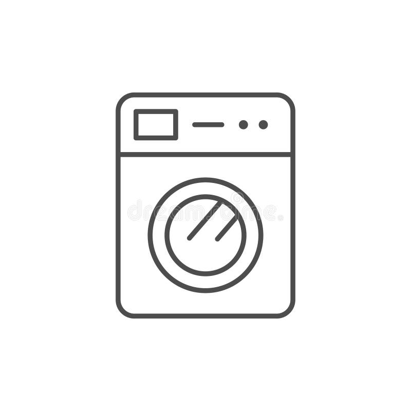 Washing Machine Line Outline Icon Stock Vector - Illustration of ...