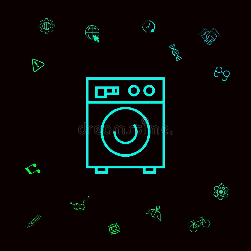 Washing Machine Linear Icon . Graphic Elements for Your Designt Stock ...