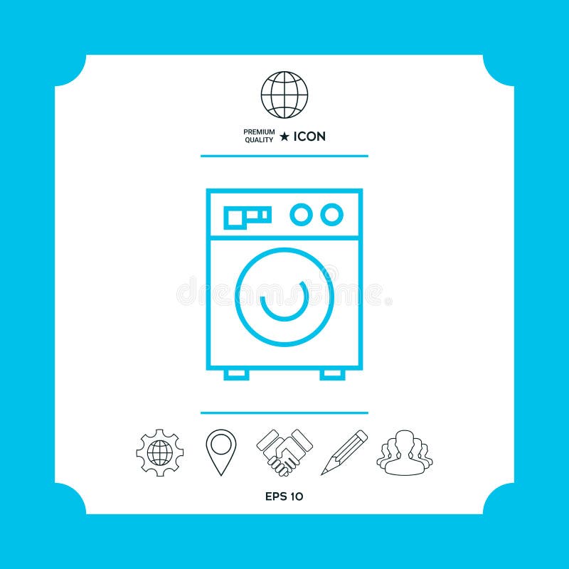 Washing Machine Linear Icon Stock Vector - Illustration of icon ...