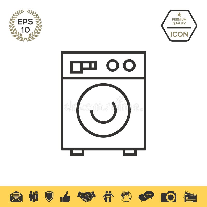 Washing Machine Linear Icon Stock Vector - Illustration of spin, single ...