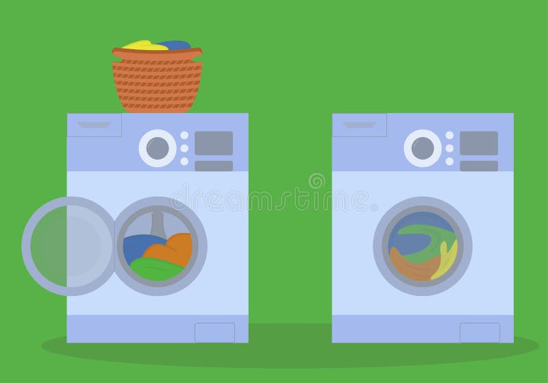 The Washing Machine is Loaded with Laundry Stock Vector - Illustration ...