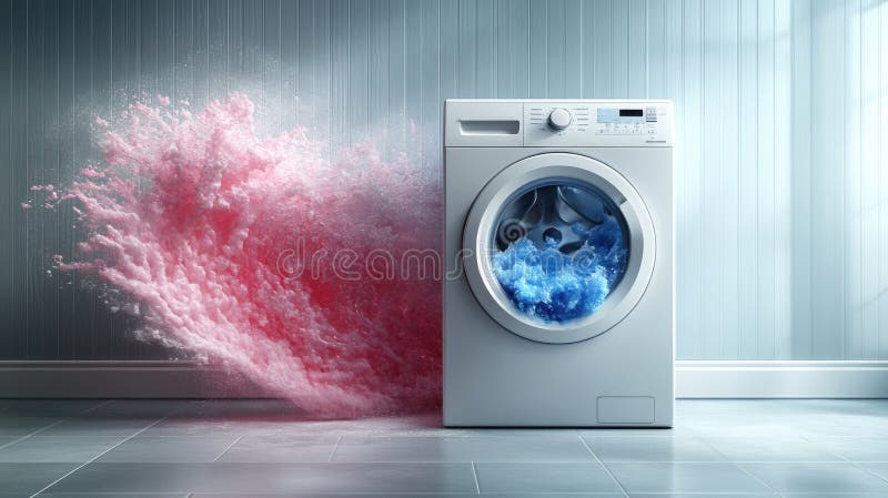 Washing Machine Mixing Colors Creating Vibrant Splash in Modern Laundry ...