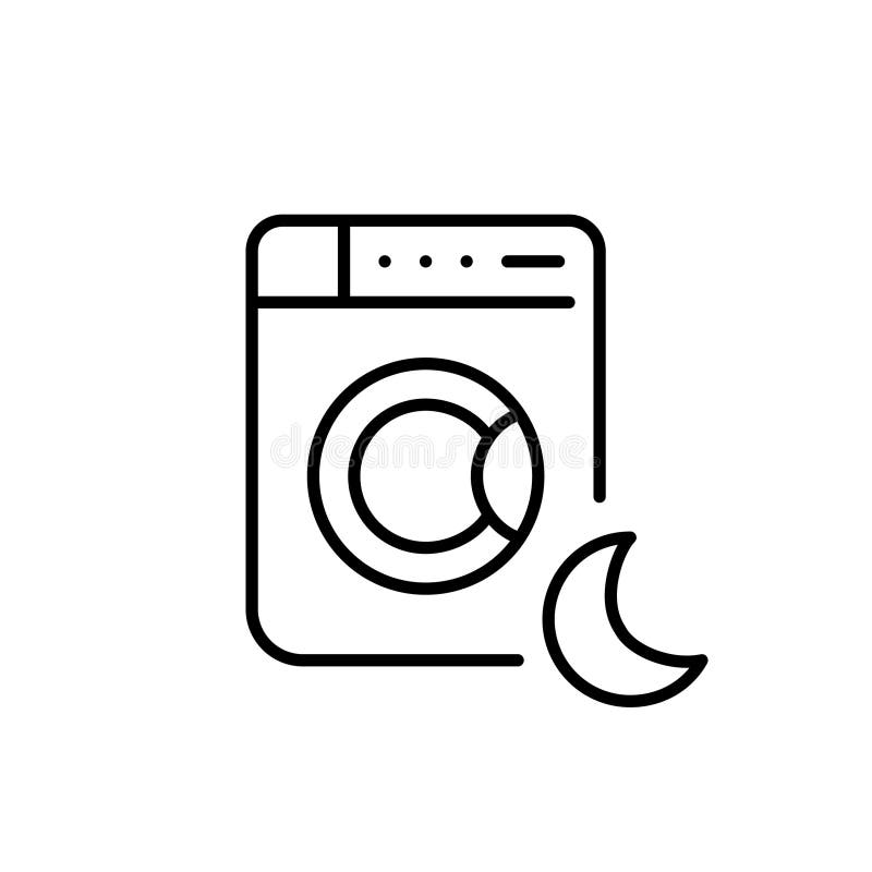 Washing Machine and Moon Symbol. Quiet Cycle. Sleep-friendly Night Mode ...